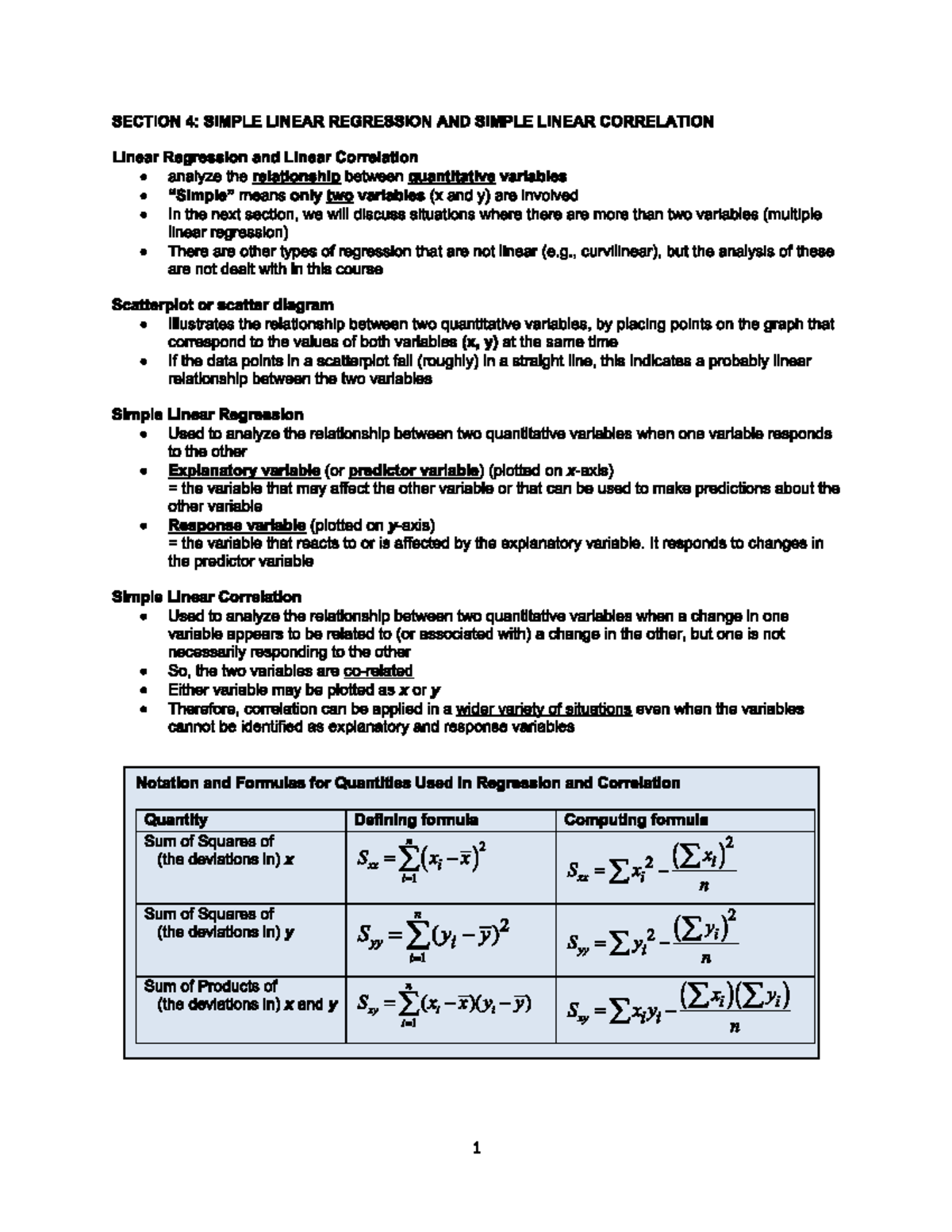 Stat 252 Simple Linear Aggression notes - Stat252 - Studocu
