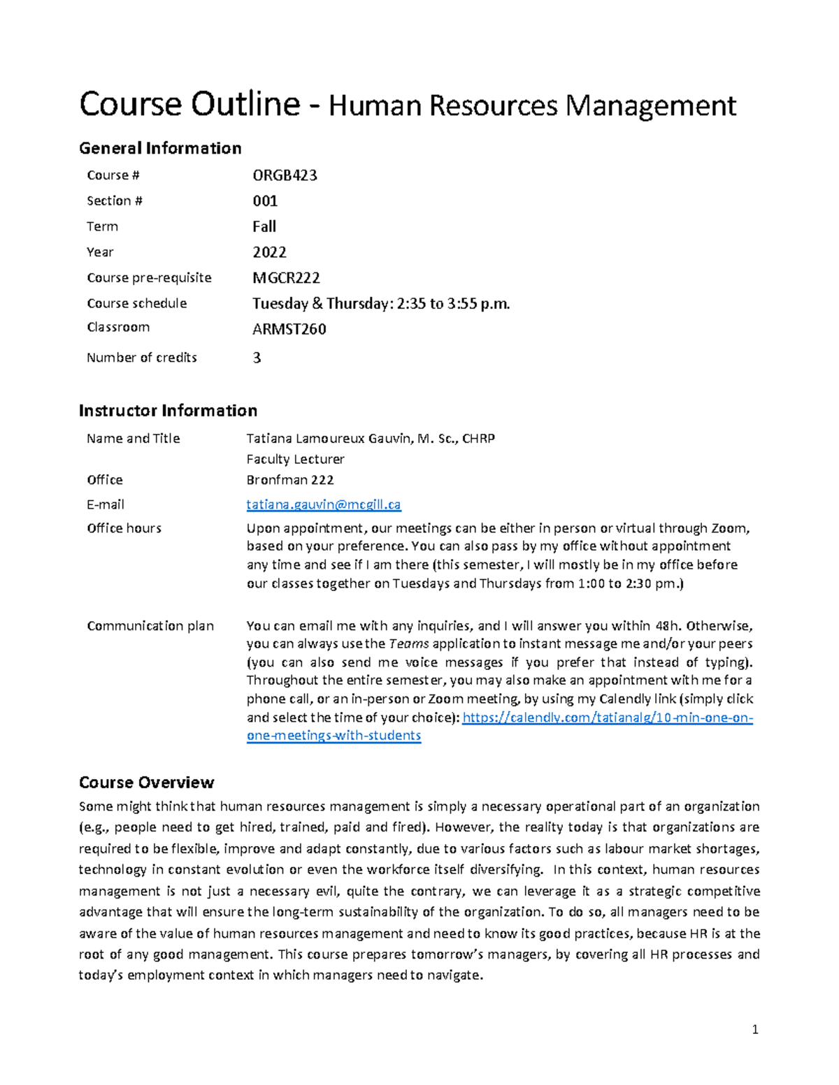 ORGB423 Course Outline - Course Outline - Human Resources Management ...