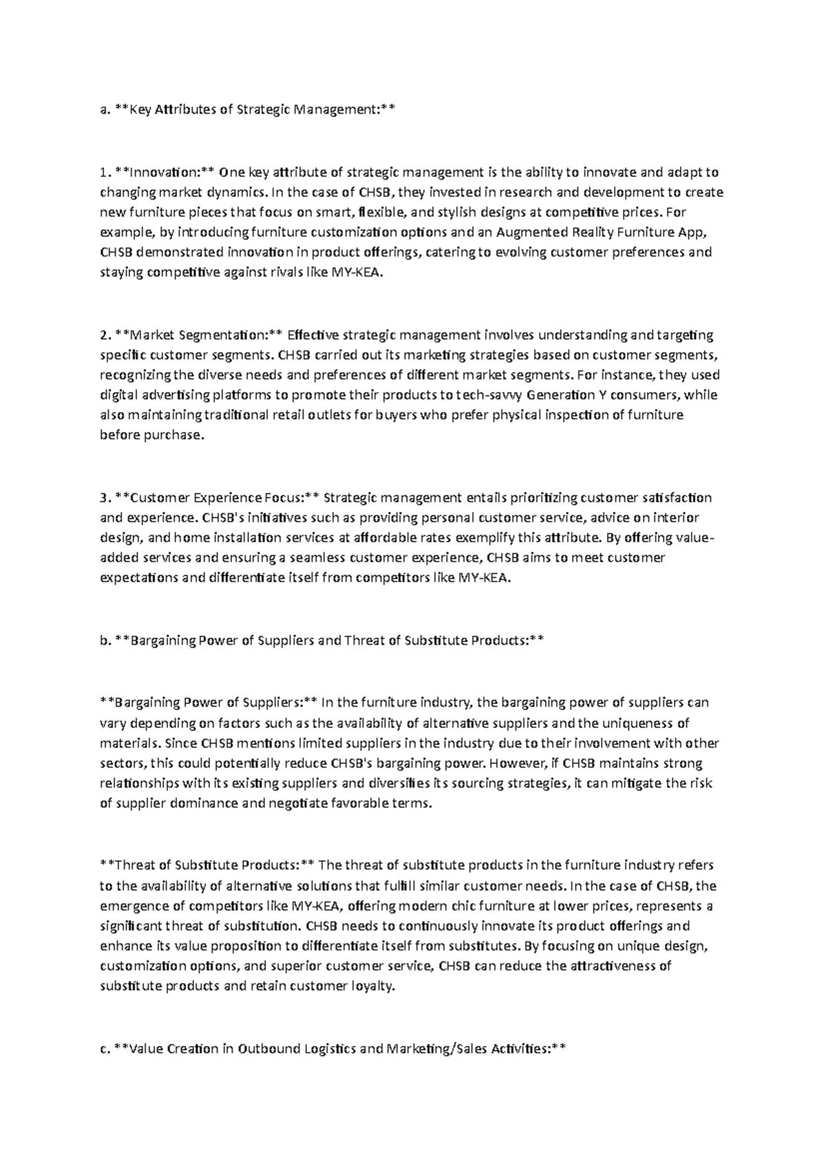 MAF661 Tutorial - a. Key Attributes of Strategic Management: Innovation ...