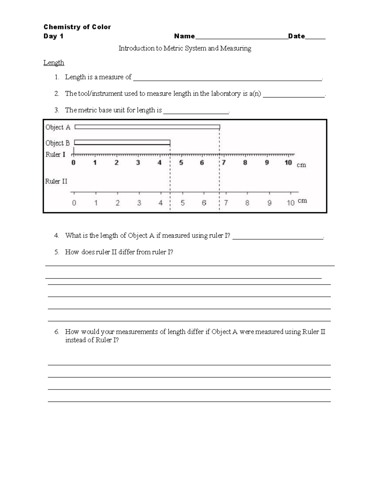 Introduction to Metric System and Measuring - Chemistry of Color Day 1 ...