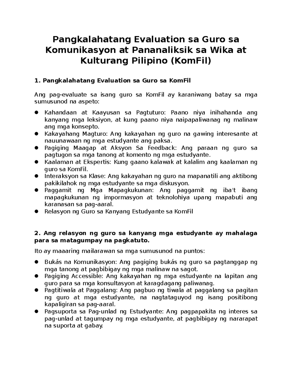 Pangkalahatang Evaluation sa Guro sa Komunikasyon - Pangkalahatang ...