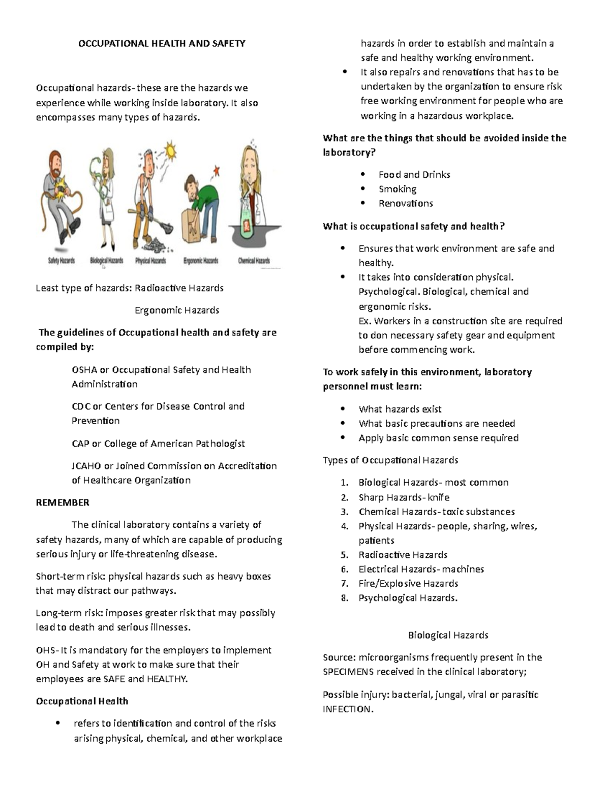 Occupational Health AND Safety - OCCUPATIONAL HEALTH AND SAFETY ...