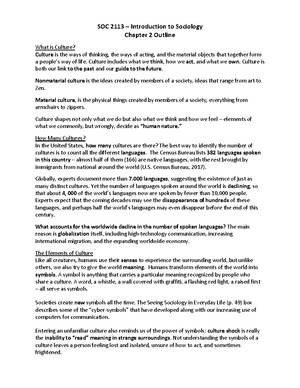 Chapter 4 Outline 20 - SOC 2113 – Introduction to Sociology Chapter 4 ...