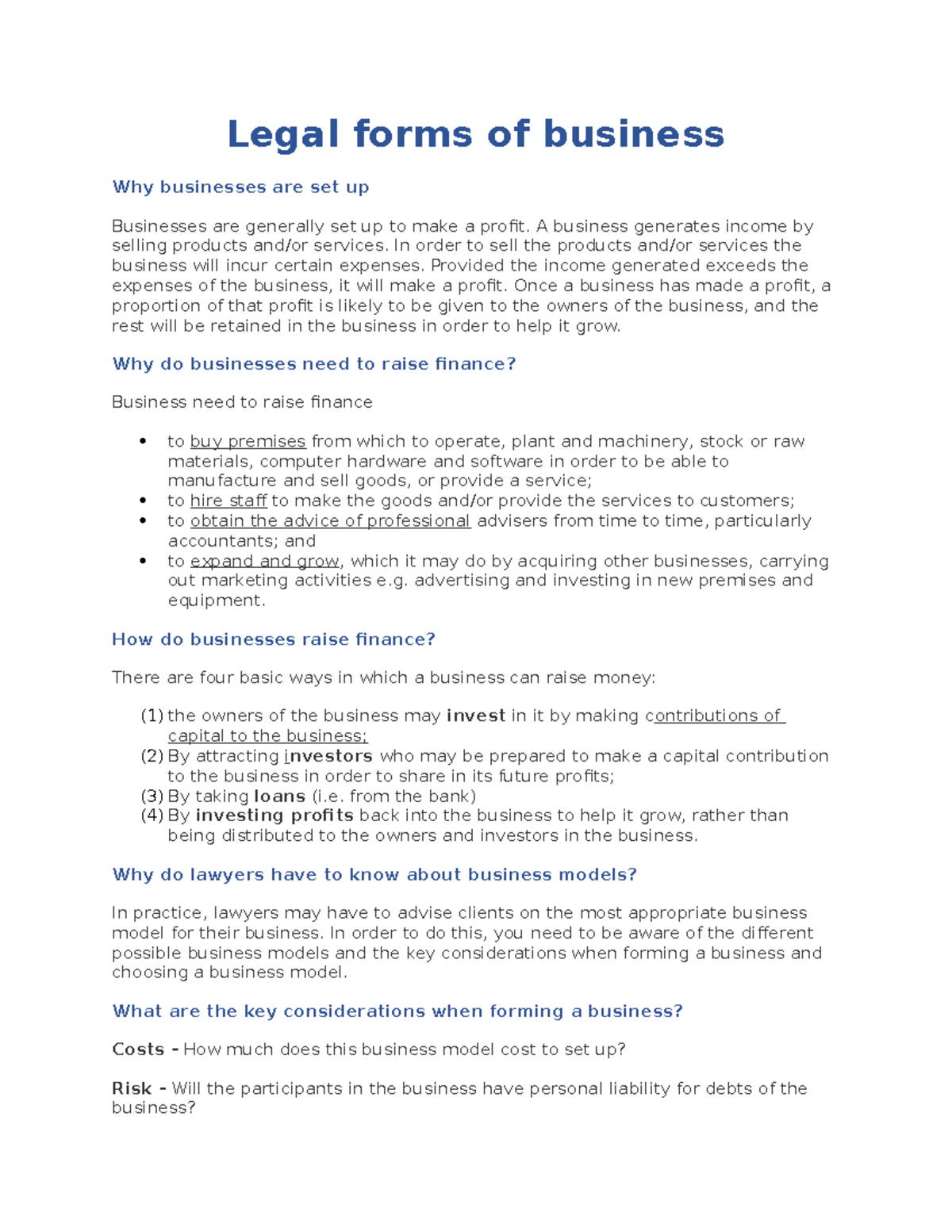 Different business models and introduction to companies - Legal forms ...