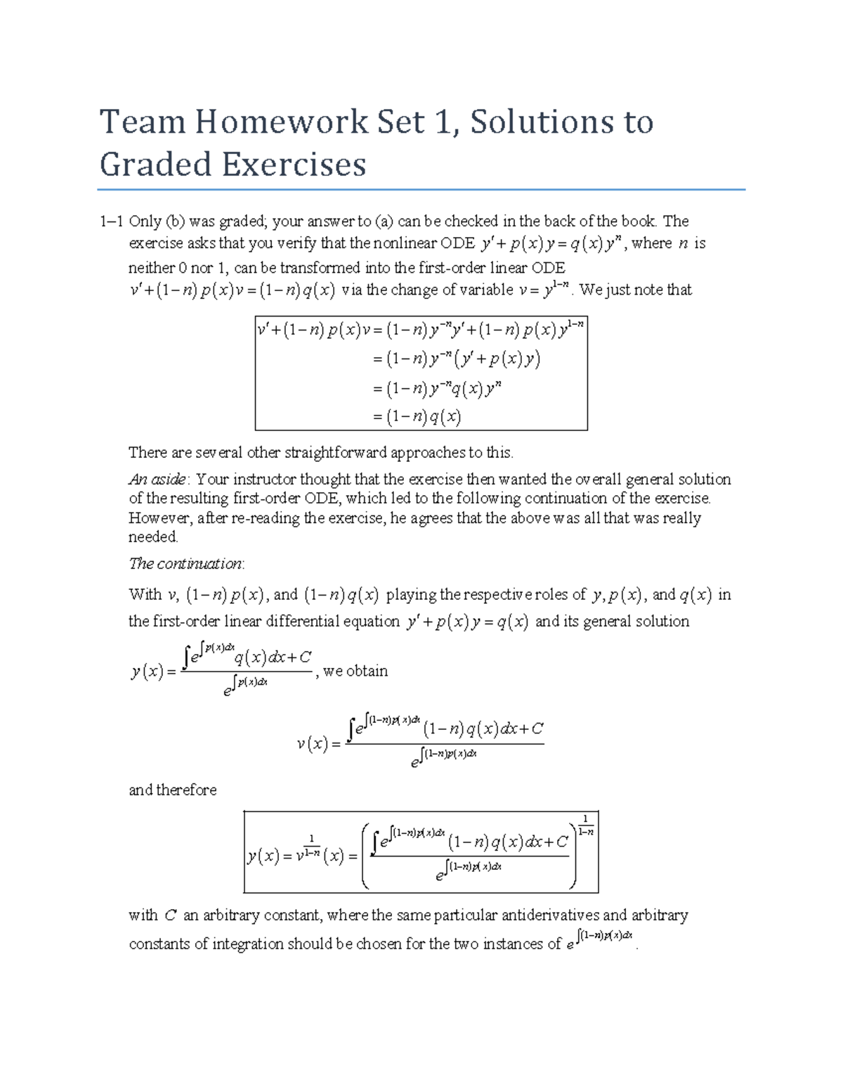 Team Homework Set 1, solutions to graded exercises - Team Homework Set ...