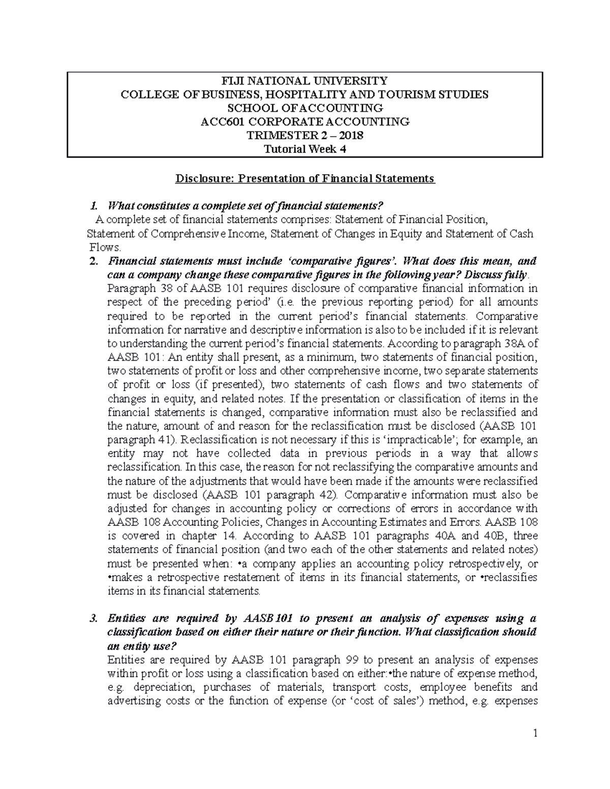 Tutorial 3 WK 4 (2) ACC 601 - FIJI NATIONAL UNIVERSITY COLLEGE OF ...