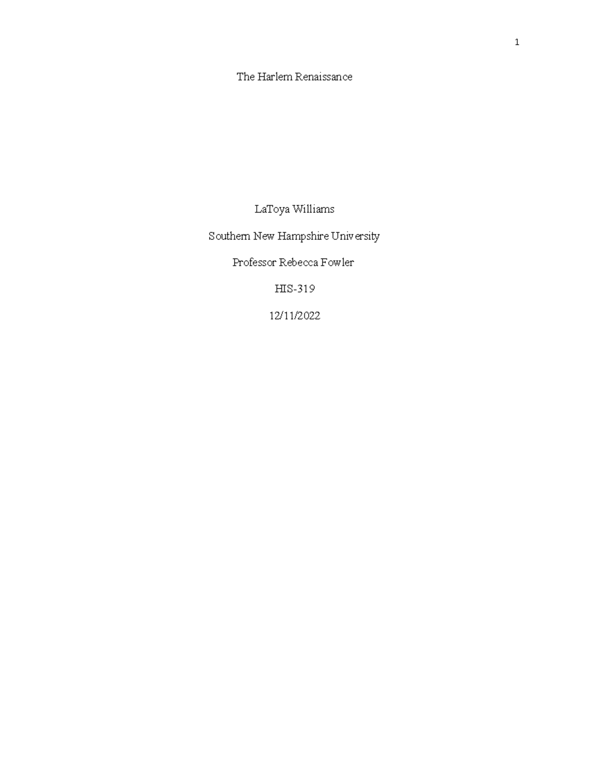 Harlem - FINAL PROJECT - The Harlem Renaissance LaToya Williams ...