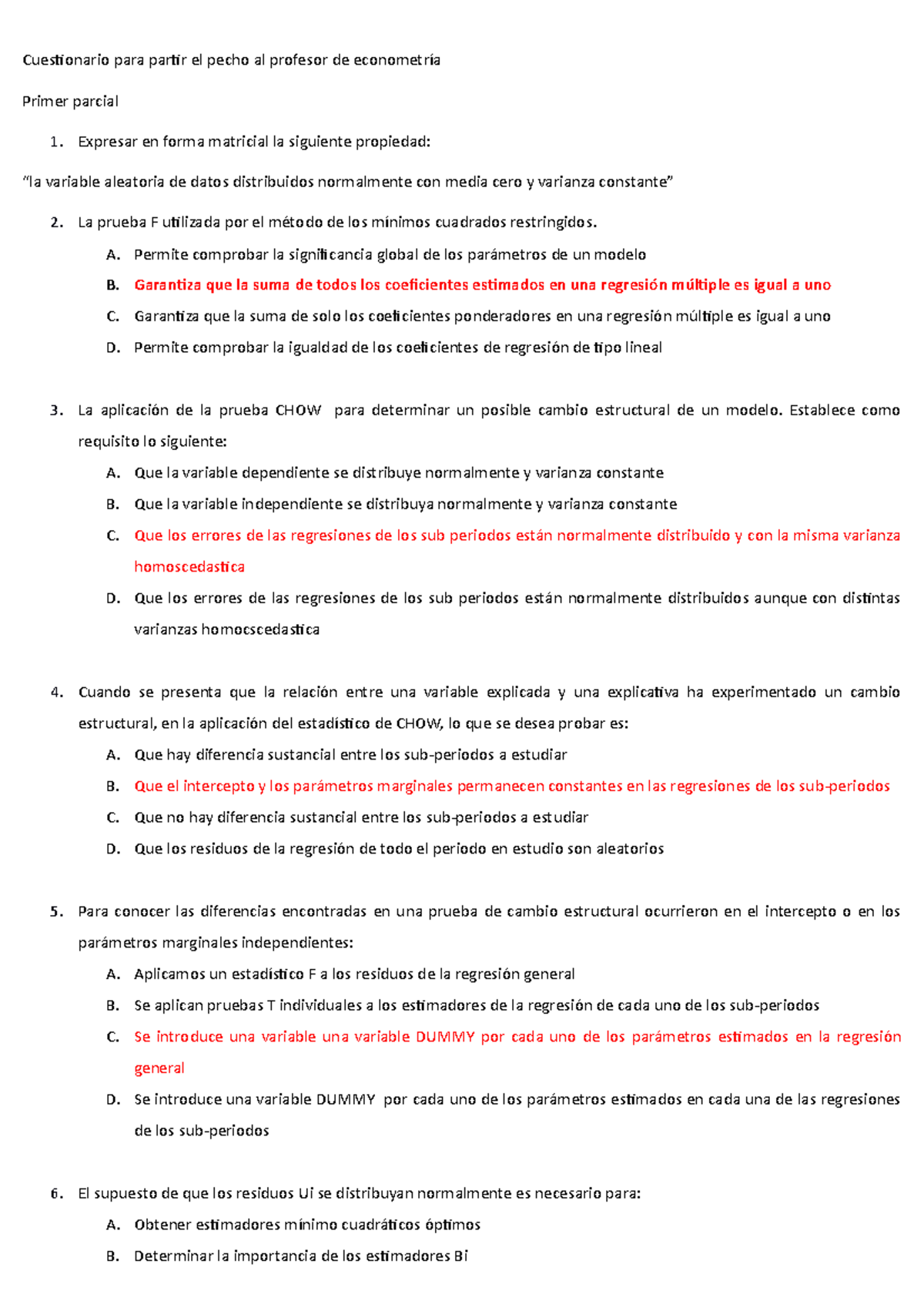 Examen 2017, preguntas y respuestas - Cuestionario para partir el pecho al profesor de ...
