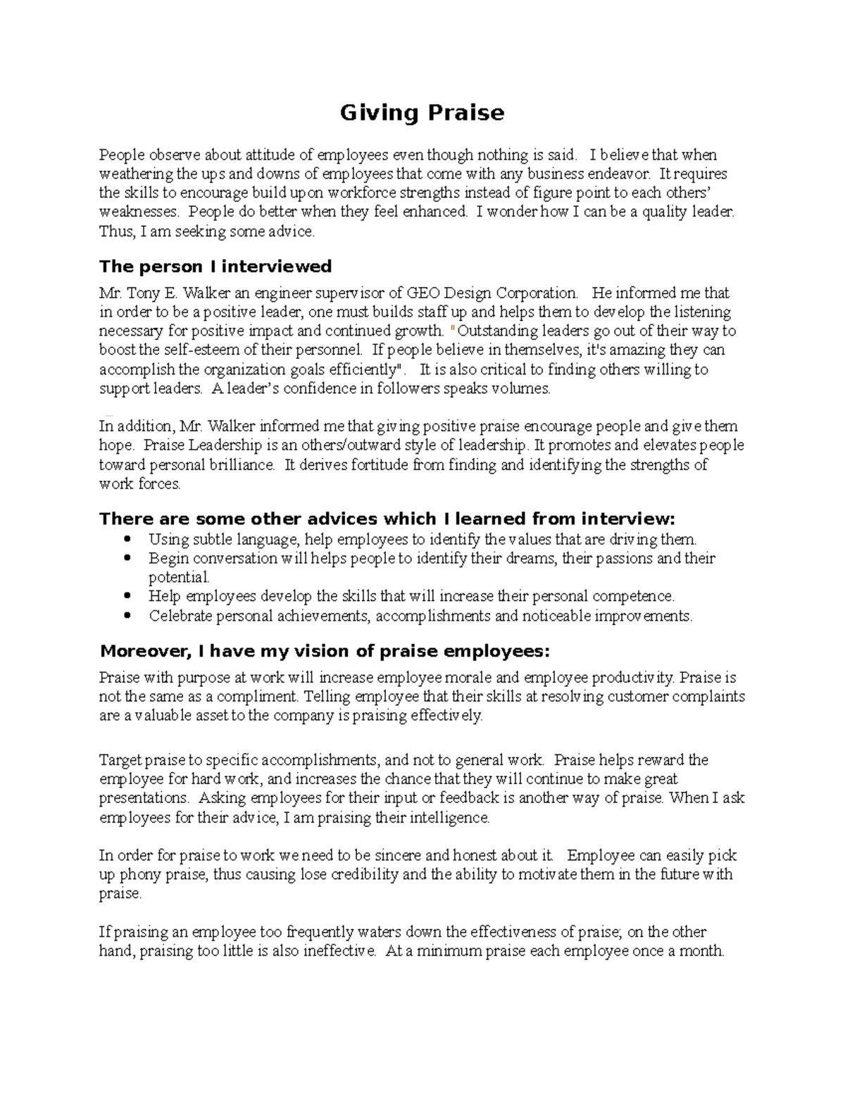 MS 222 Week 8 giving praise - Giving Praise People observe about ...