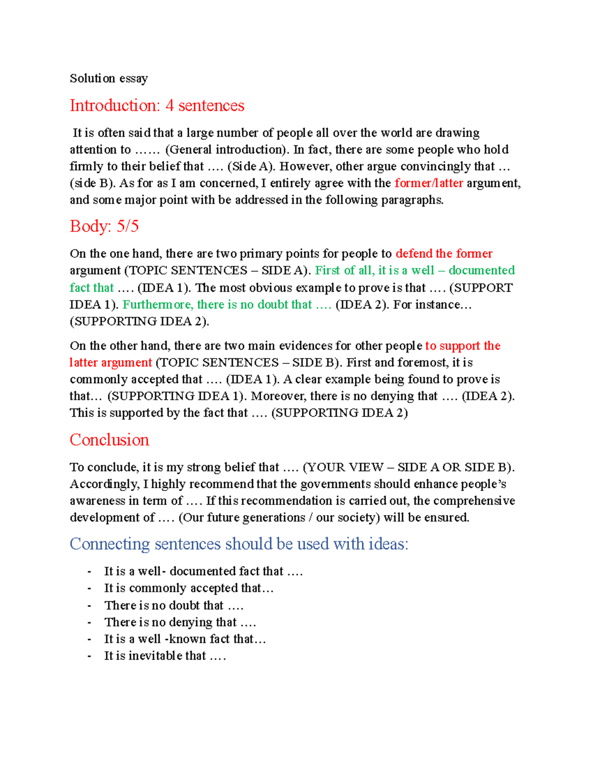 Solution-essay - good - Solution essay Introduction: 4 sentences It is ...