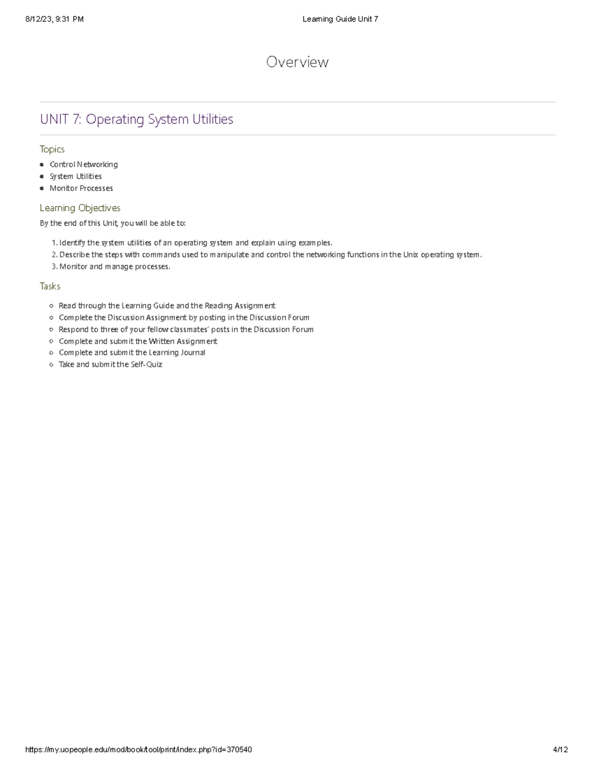 Learning Guide Unit 7 - CS 3307 - UoPeople - Studocu