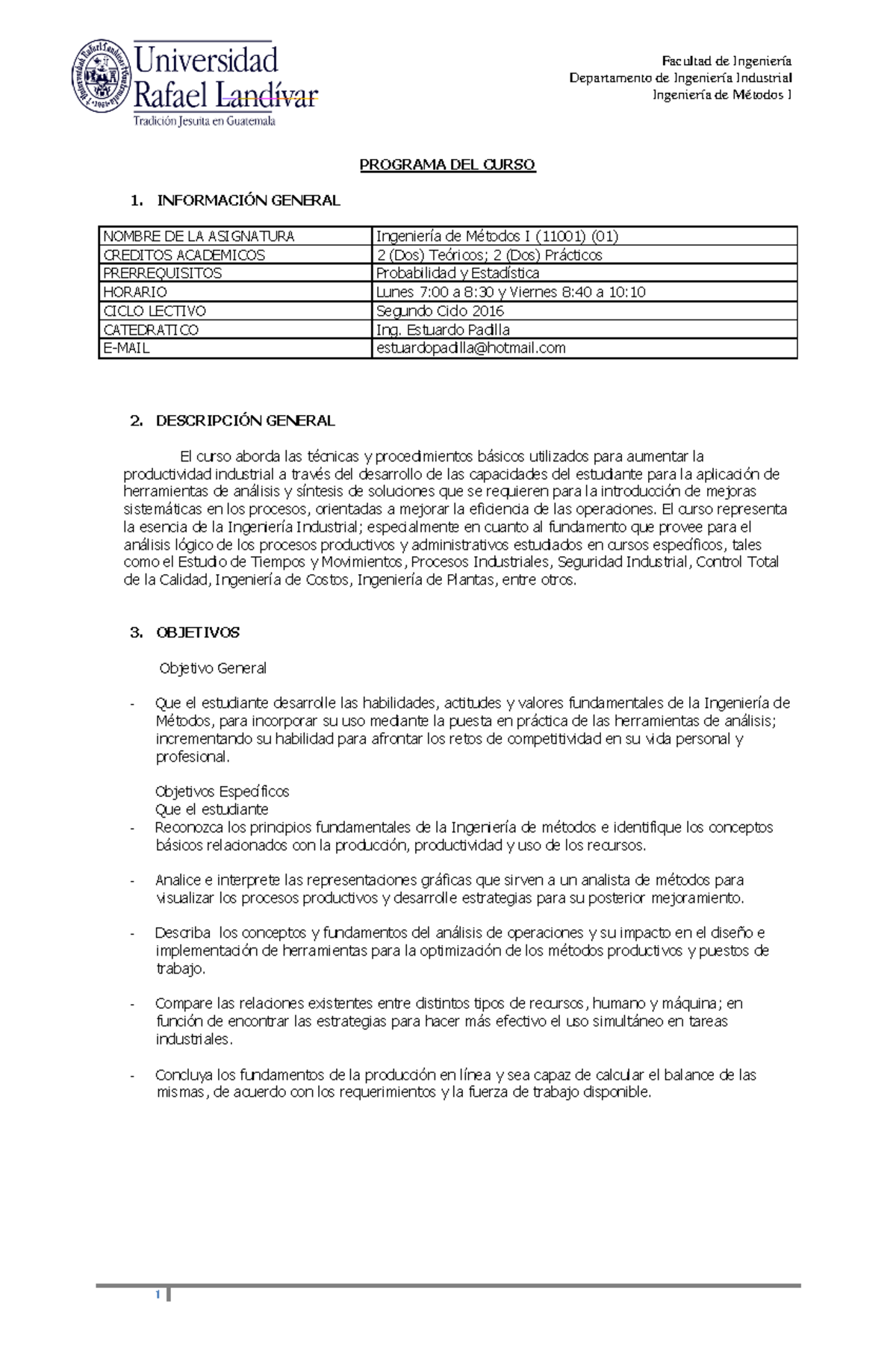 Programa DEL Curso - lklkl - Departamento de Ingeniería Industrial ...