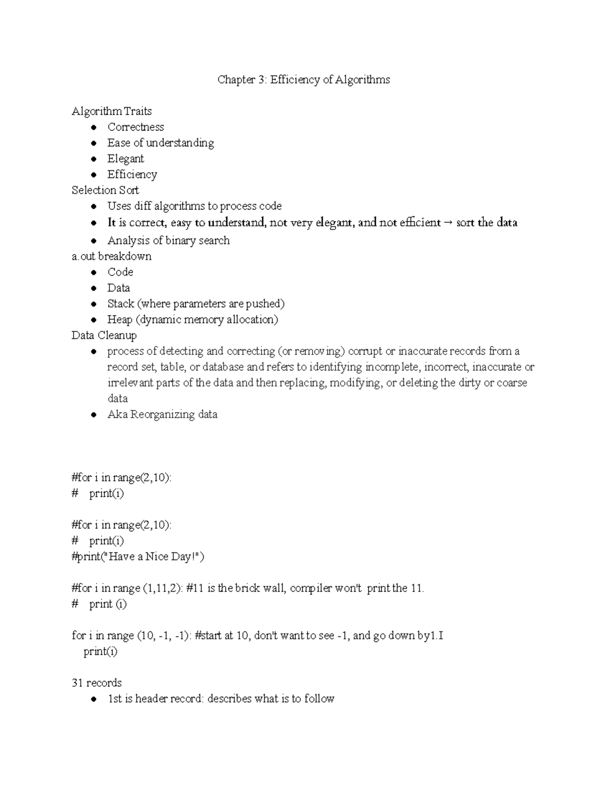 Info and Data Management Chapter 3 - Chapter 3: Efficiency of ...