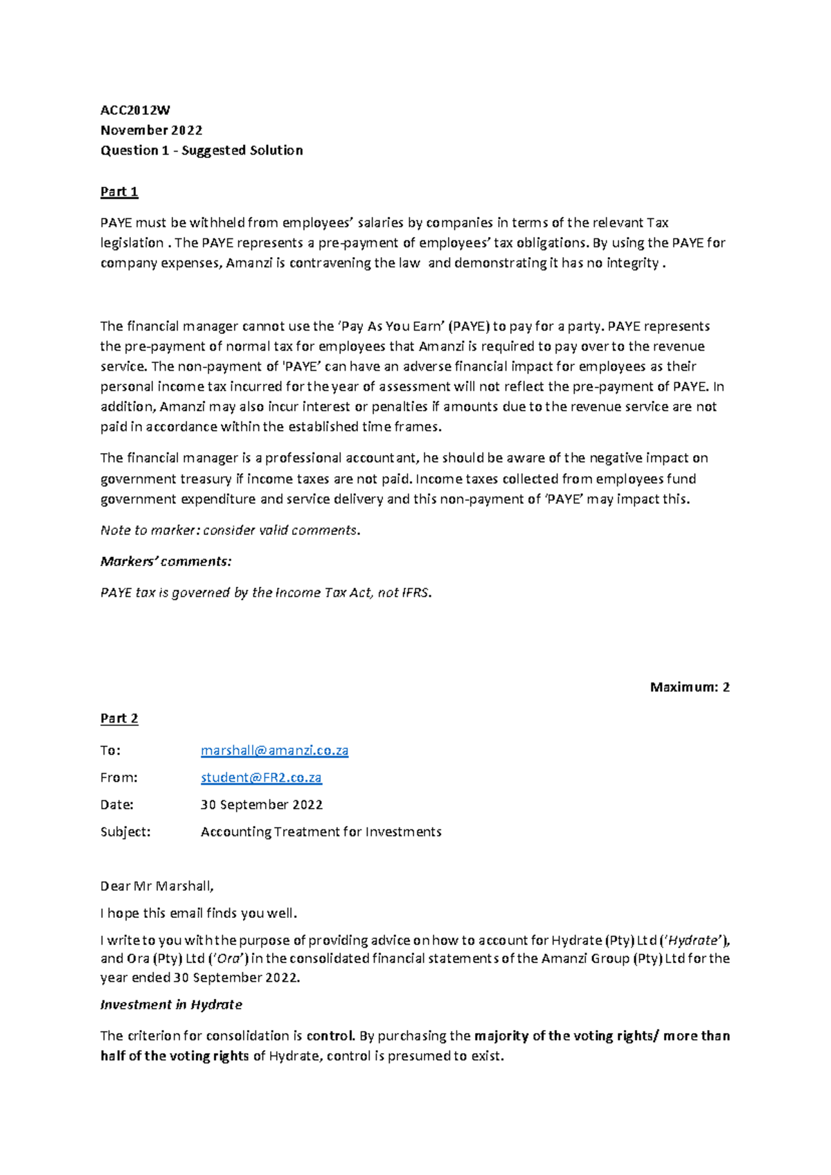 ACC2012 W+November+2022+Q1+suggested+solution - ACC2012W November 2022 ...