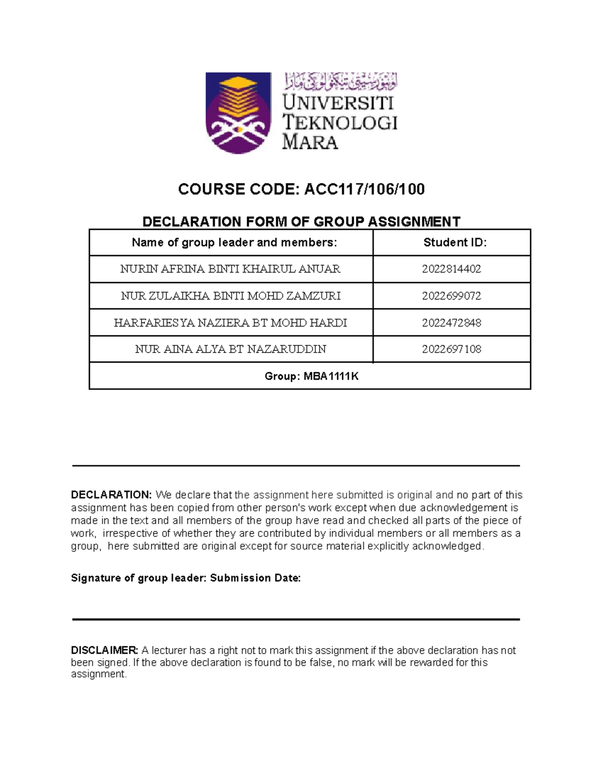 ACC117- Fundemental Account Chapter 1 until 7 Company Financial Group ...