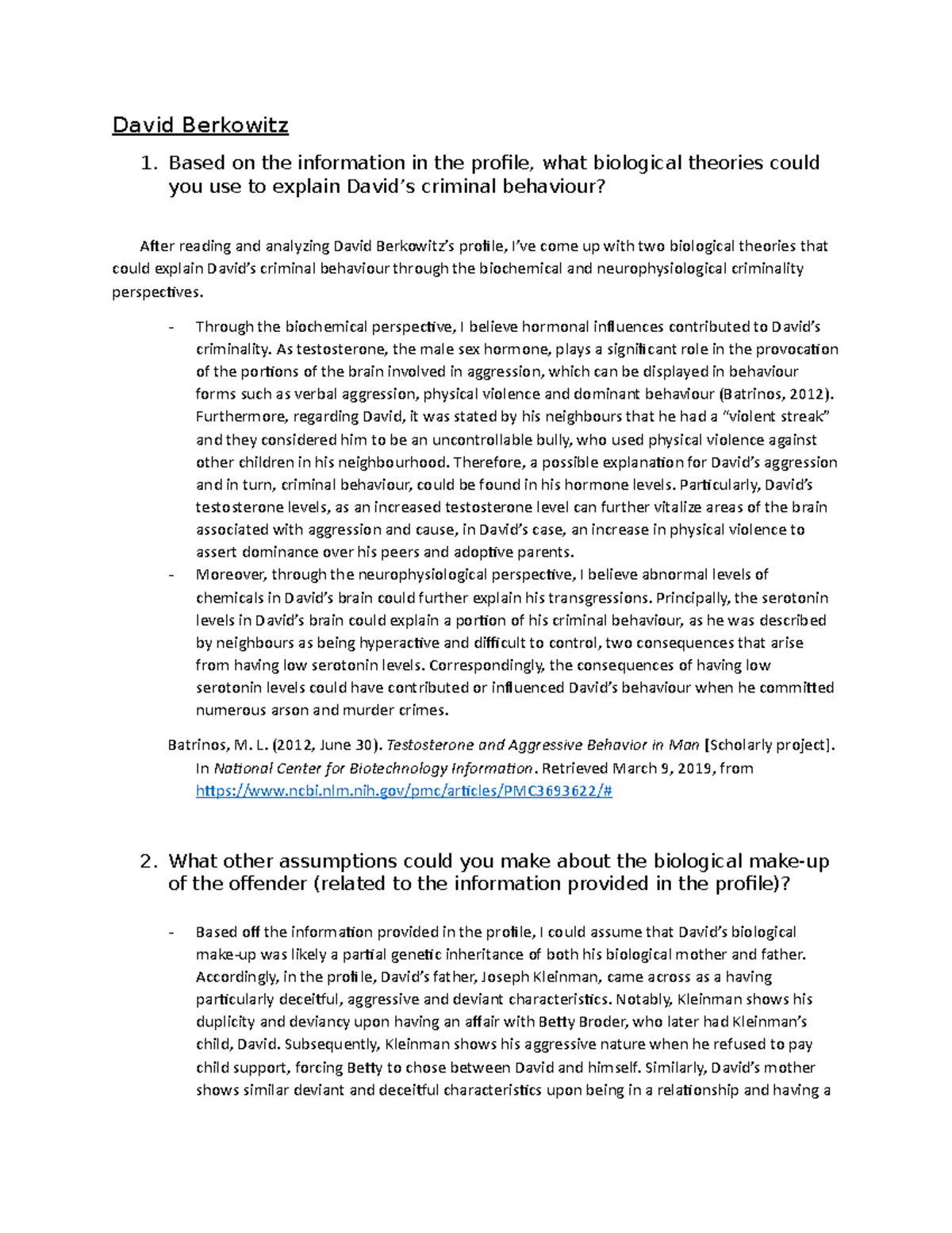 Case Study 1 - David Berkowitz and Ted Bundy case studies - David ...