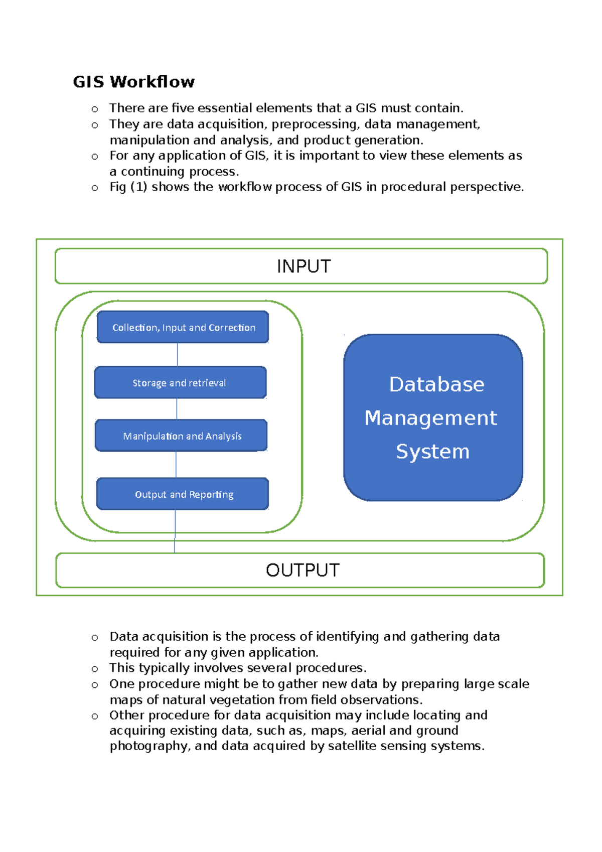 Geographic Information System Workflow - GIS Workflow o There are five ...