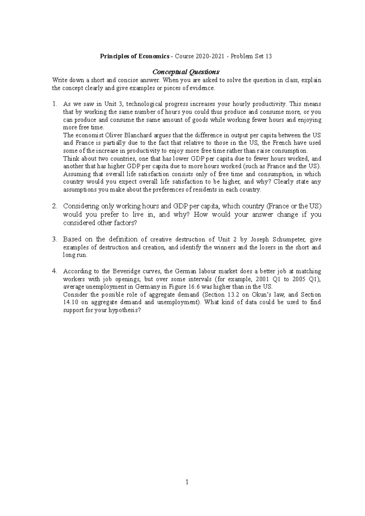 Principles of Economics Problem Set 13 20-21 - Principles of Economics ...