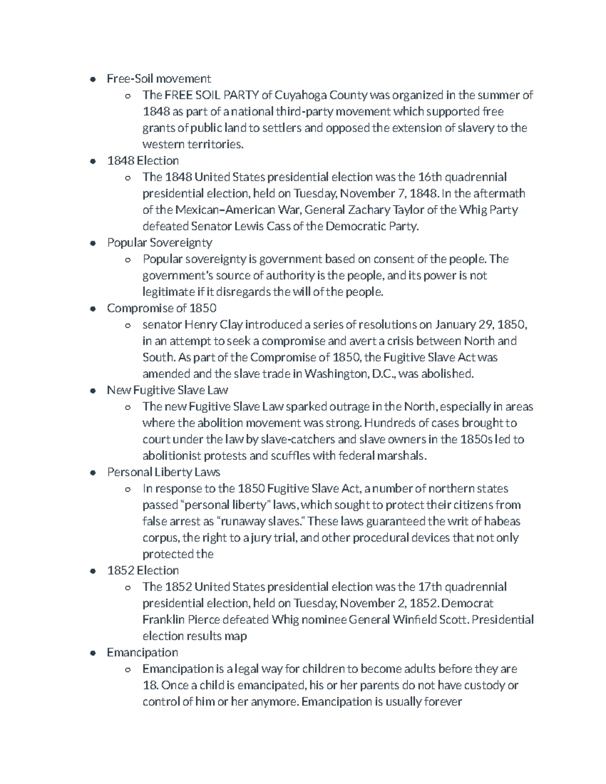 Key Terms module 13 HIST 110 - Google Docs - Free-Soil movement The ...