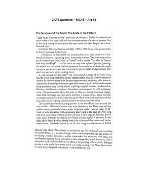 CARS Question - Art 2 - GEY4612 - CAR example question (MCAT) - Art ...