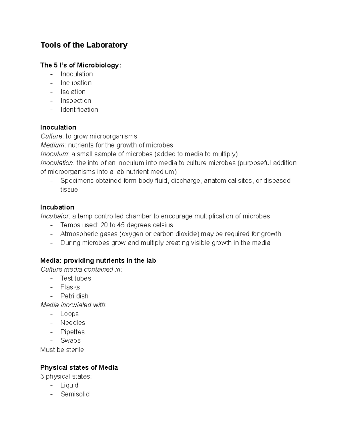 Microbiology Chp. 2 - Zeinab Motawe - Tools of the Laboratory The 5 I’s ...
