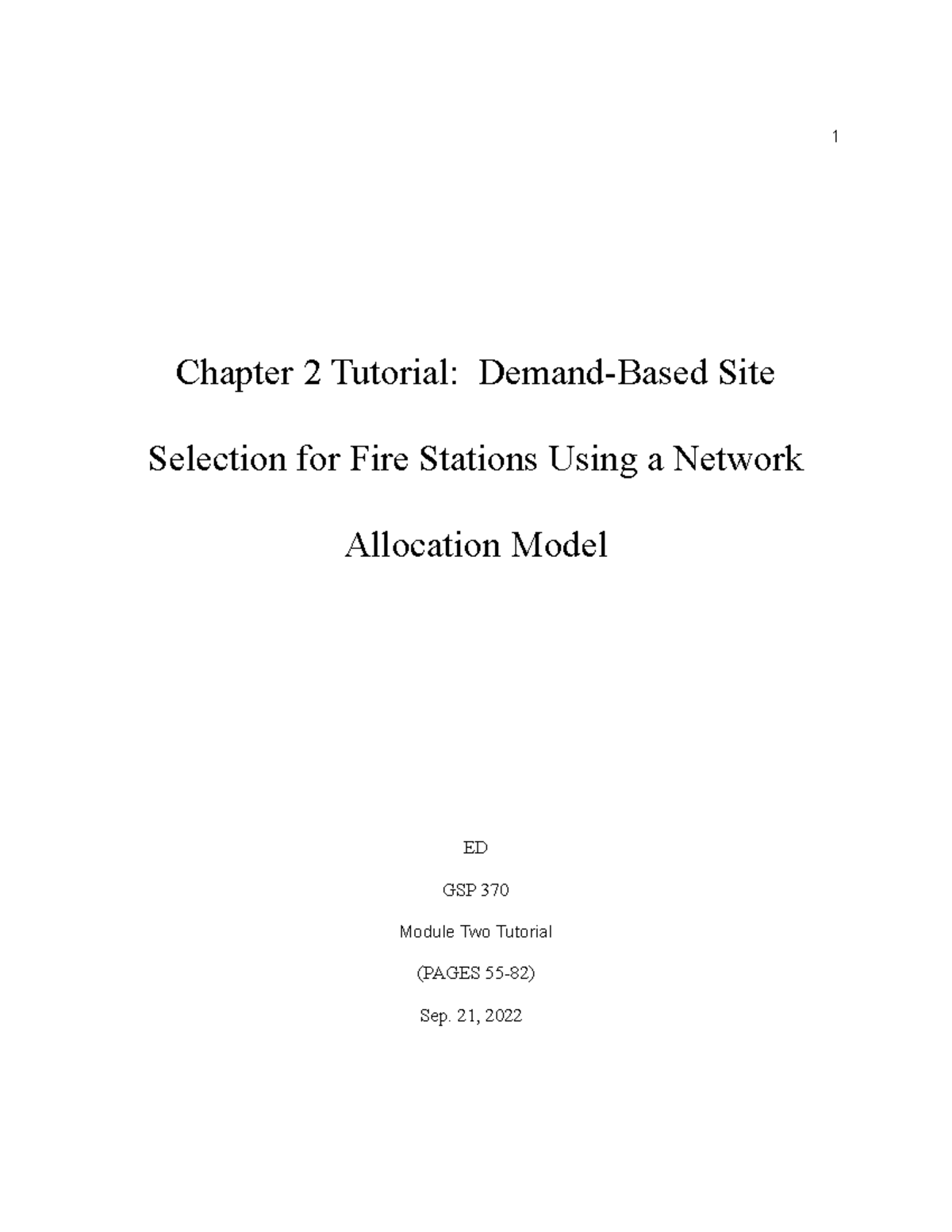 Module Two Tutorial FALL2022 - Chapter 2 Tutorial: Demand-Based Site ...