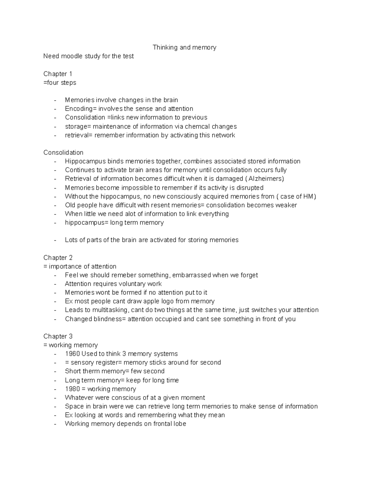 Thinking and memory - Thinking and memory Need moodle study for the ...