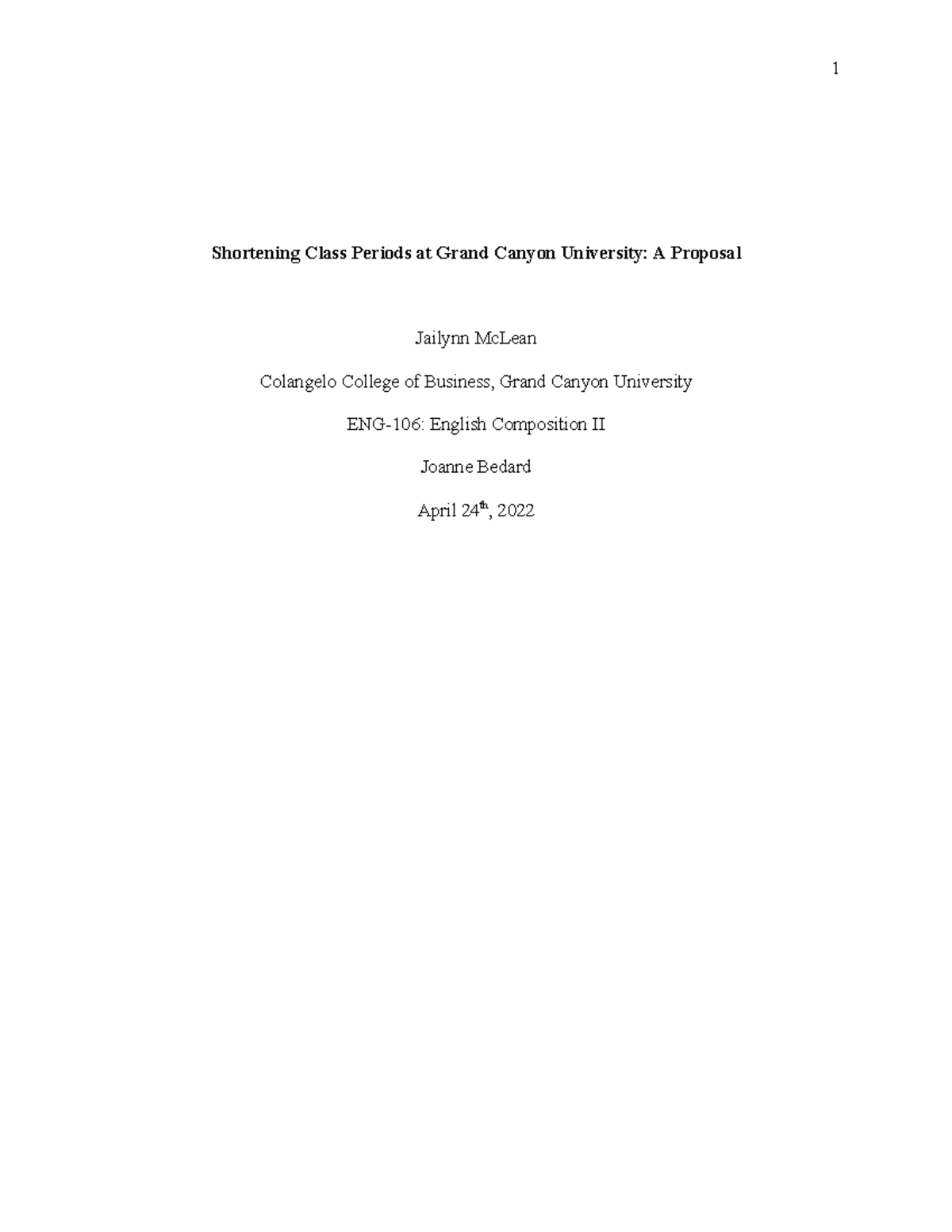 Proposal paper - Got an A - Shortening Class Periods at Grand Canyon ...