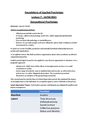 Sams unit 3 health psychology - Pearson BTEC Level 3 National in ...