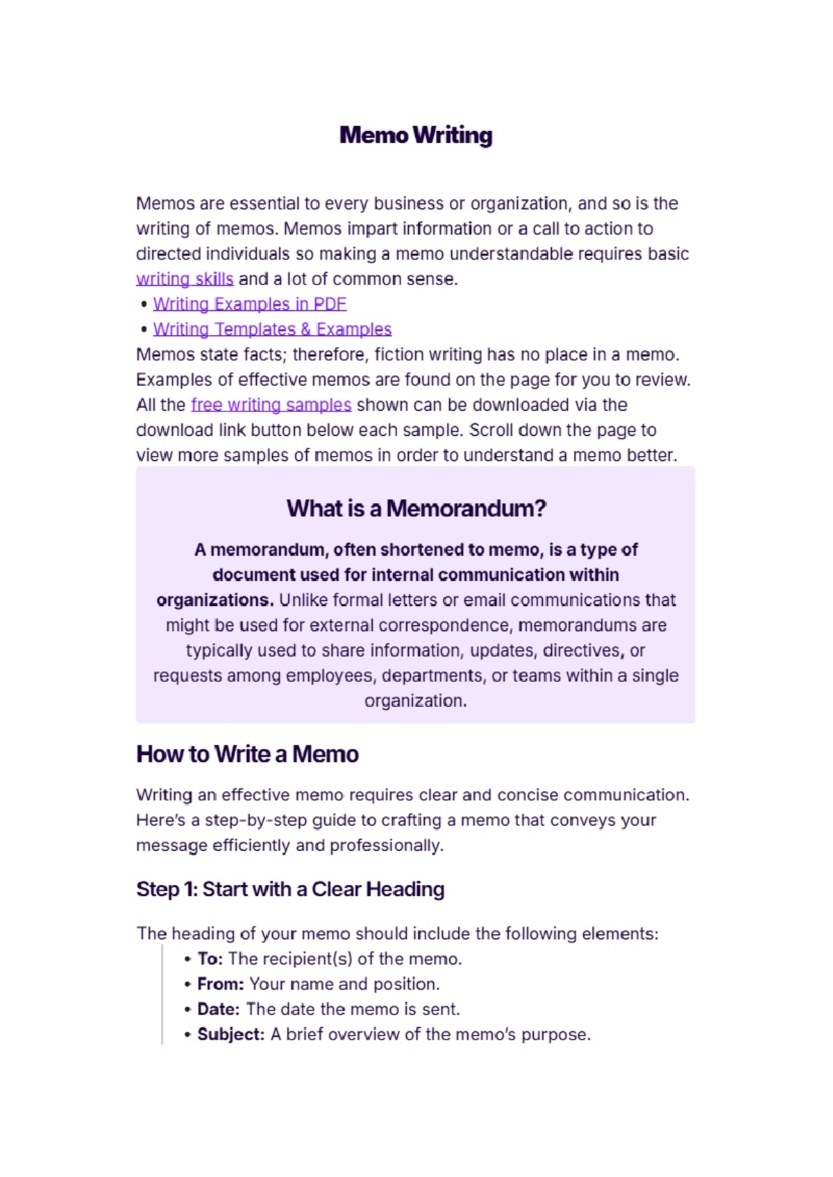 File 1732242320315 - FOR CAPSTONE PROJECT - Memo Writing Memos are essential to every business ...