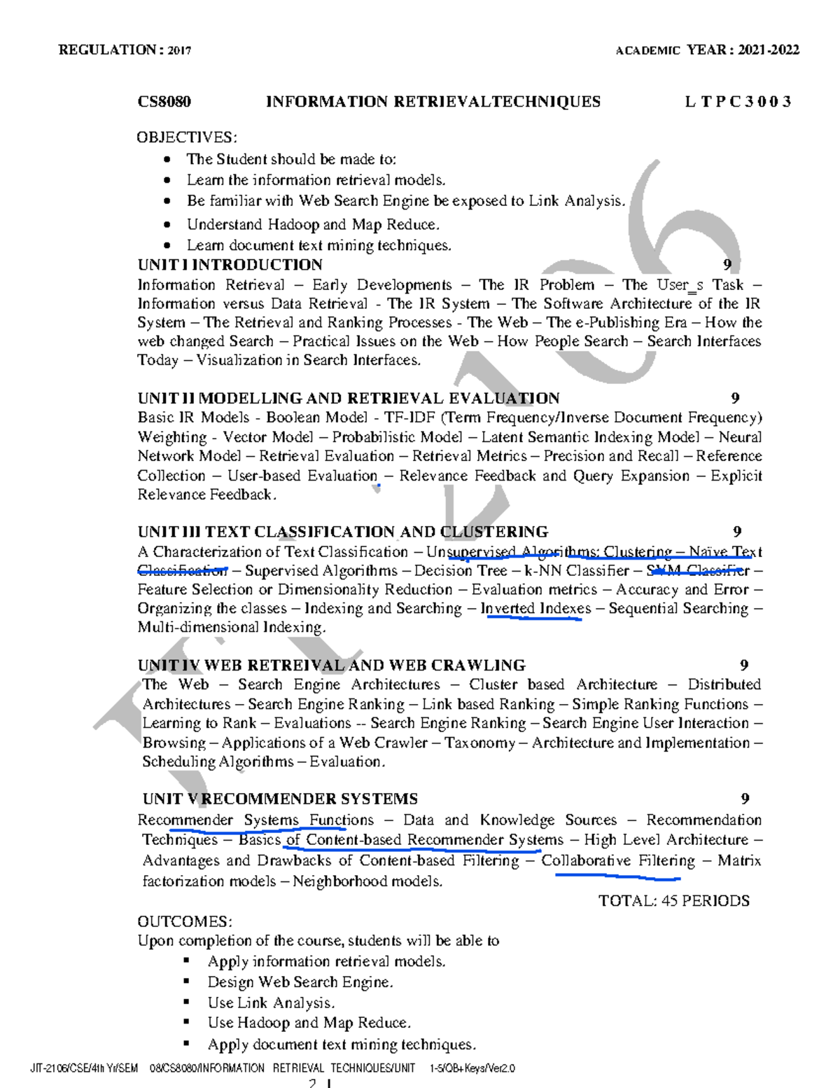 580518310 IR Question Bank - CS8080 INFORMATION RETRIEVALTECHNIQUES L T P C 3 0 0 3 OBJECTIVES ...