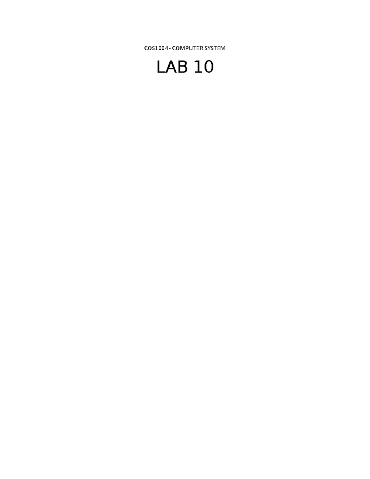 Lab 10 Computer System ARM assembly idea - Studocu