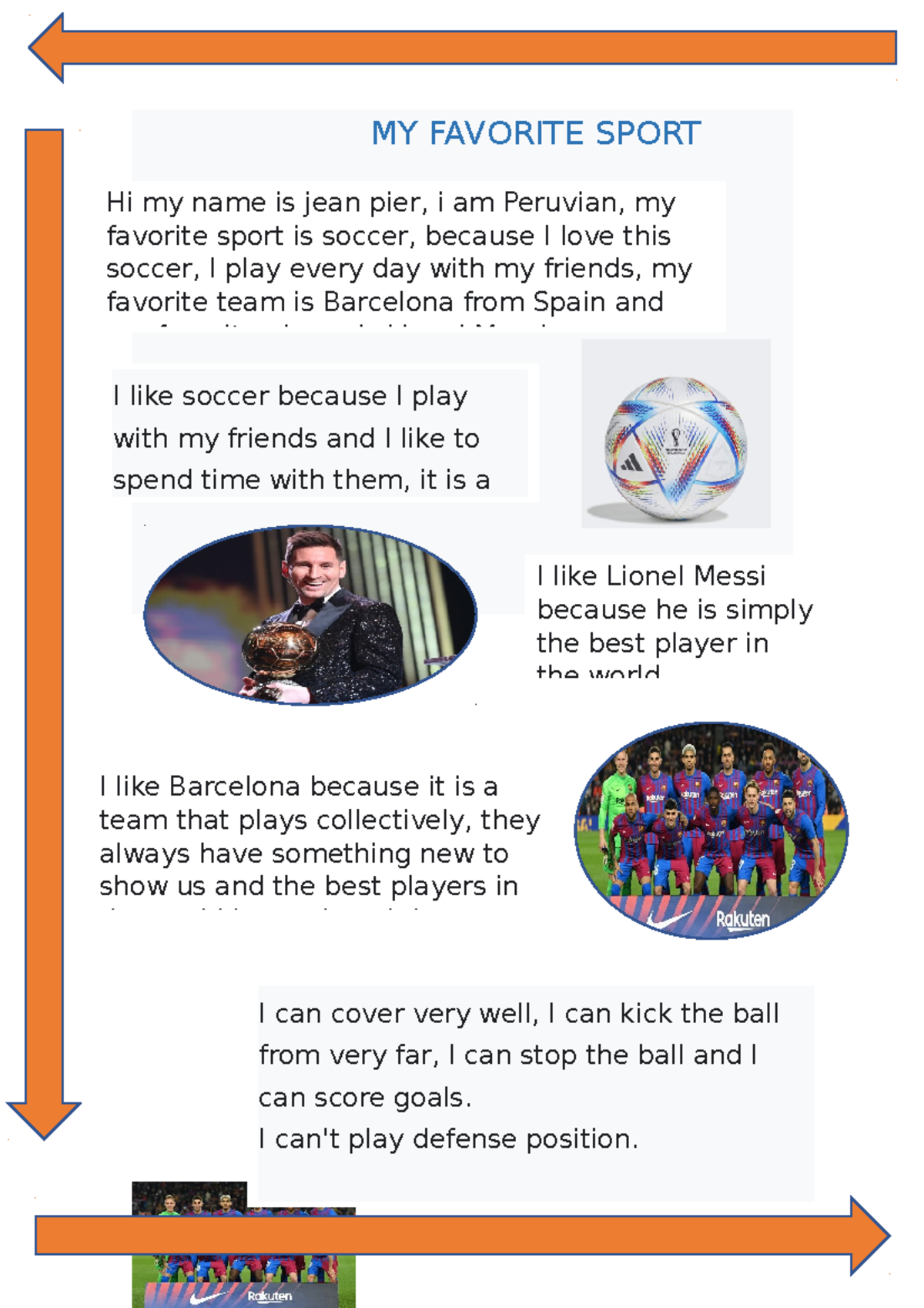 MY Favorite Sport - tarea - MY FAVORITE SPORT Hi my name is jean pier ...