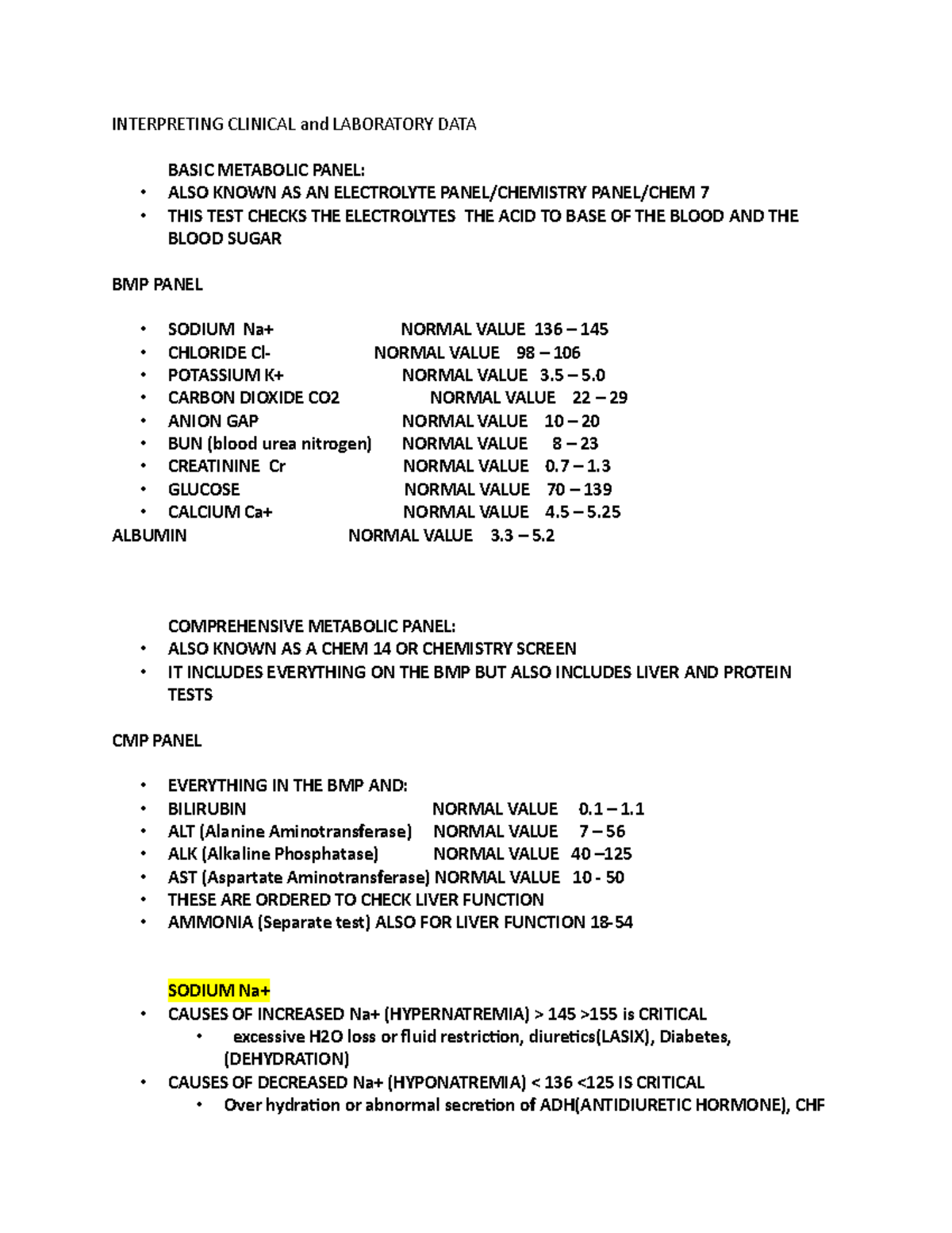 Interpreting Clinical and Laboratory DATA - INTERPRETING CLINICAL and LABORATORY DATA BASIC ...