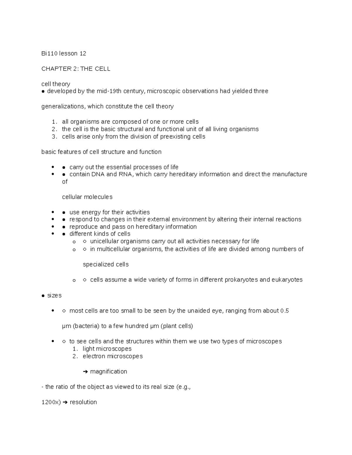 Bi110 lesson 12 copy - business notes - Bi110 lesson 12 CHAPTER 2: THE ...