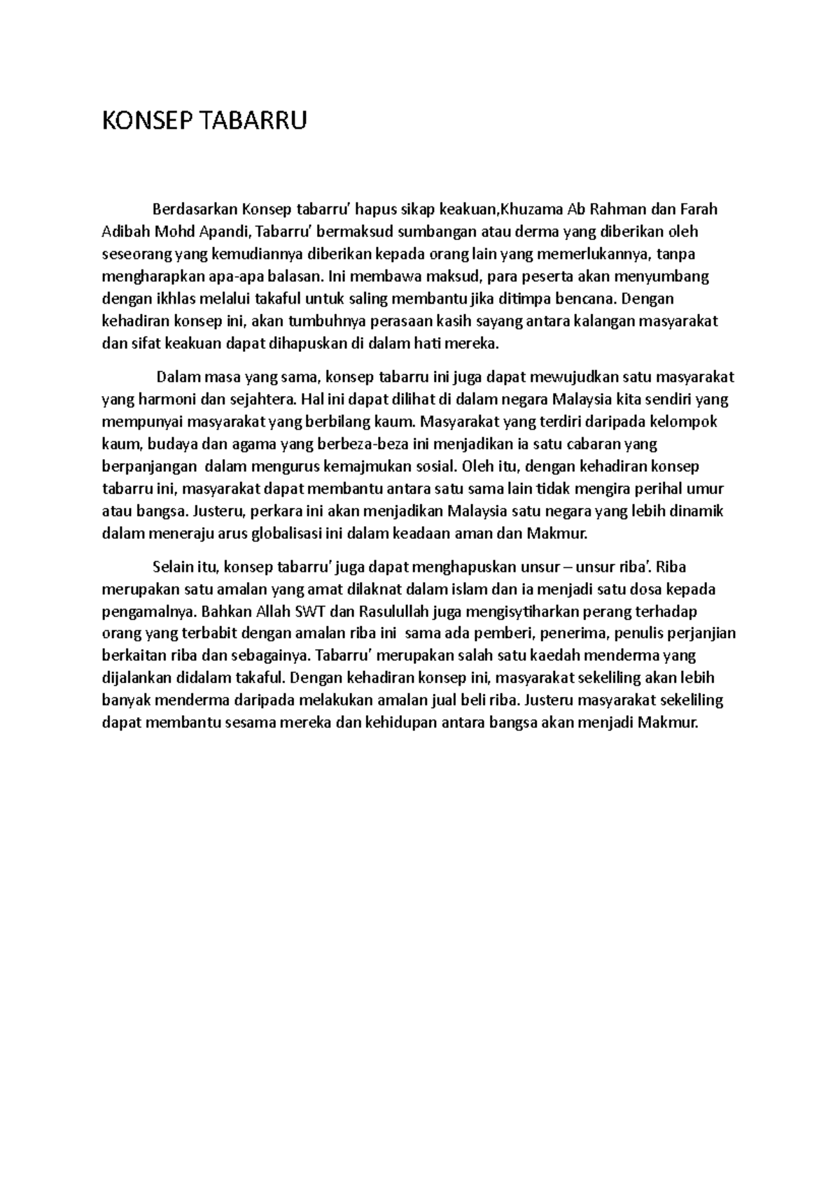 Konsep Tabarru Lr - ctu - KONSEP TABARRU Berdasarkan Konsep tabarru ...