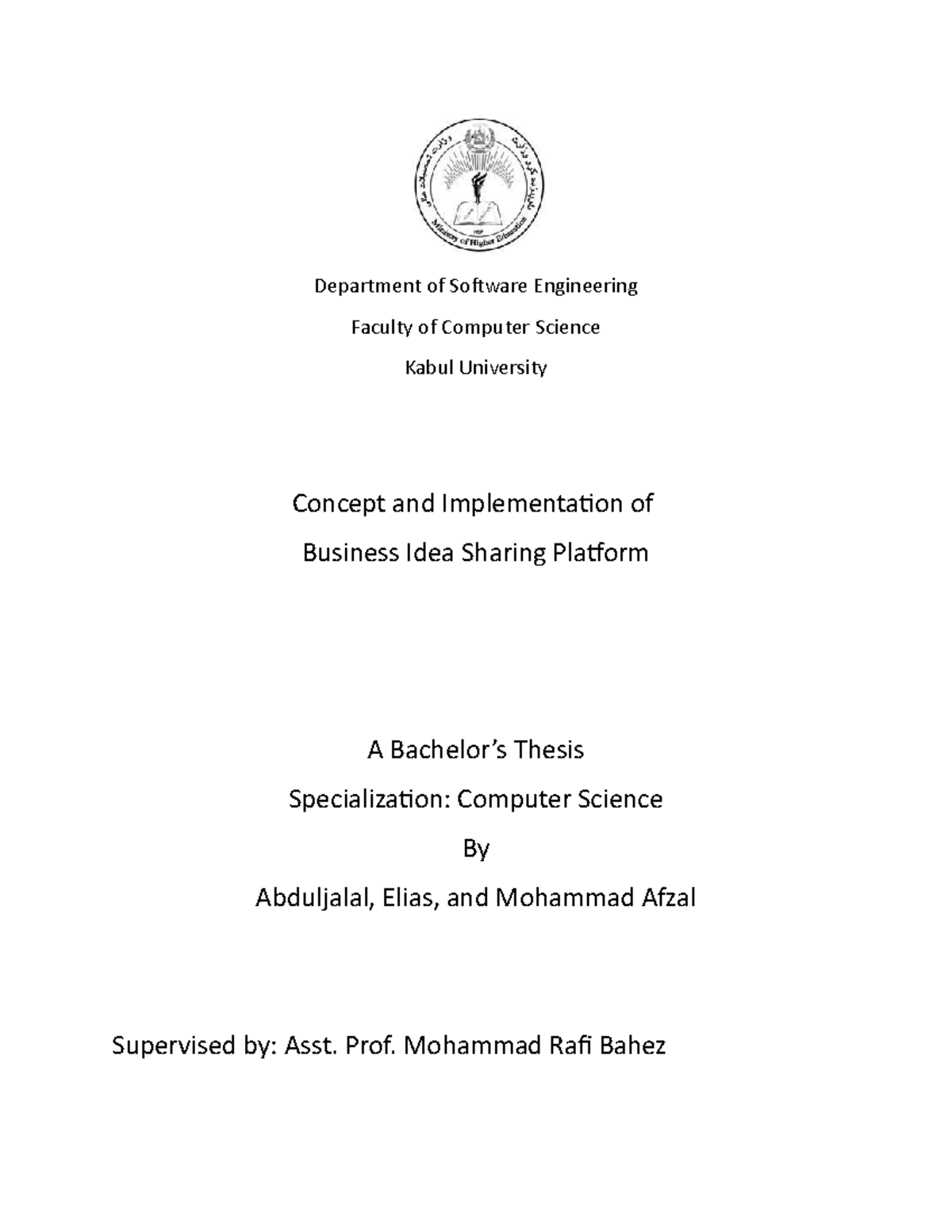 Thesis of Concept and Implementation of Business Idea Sharing Platform ...