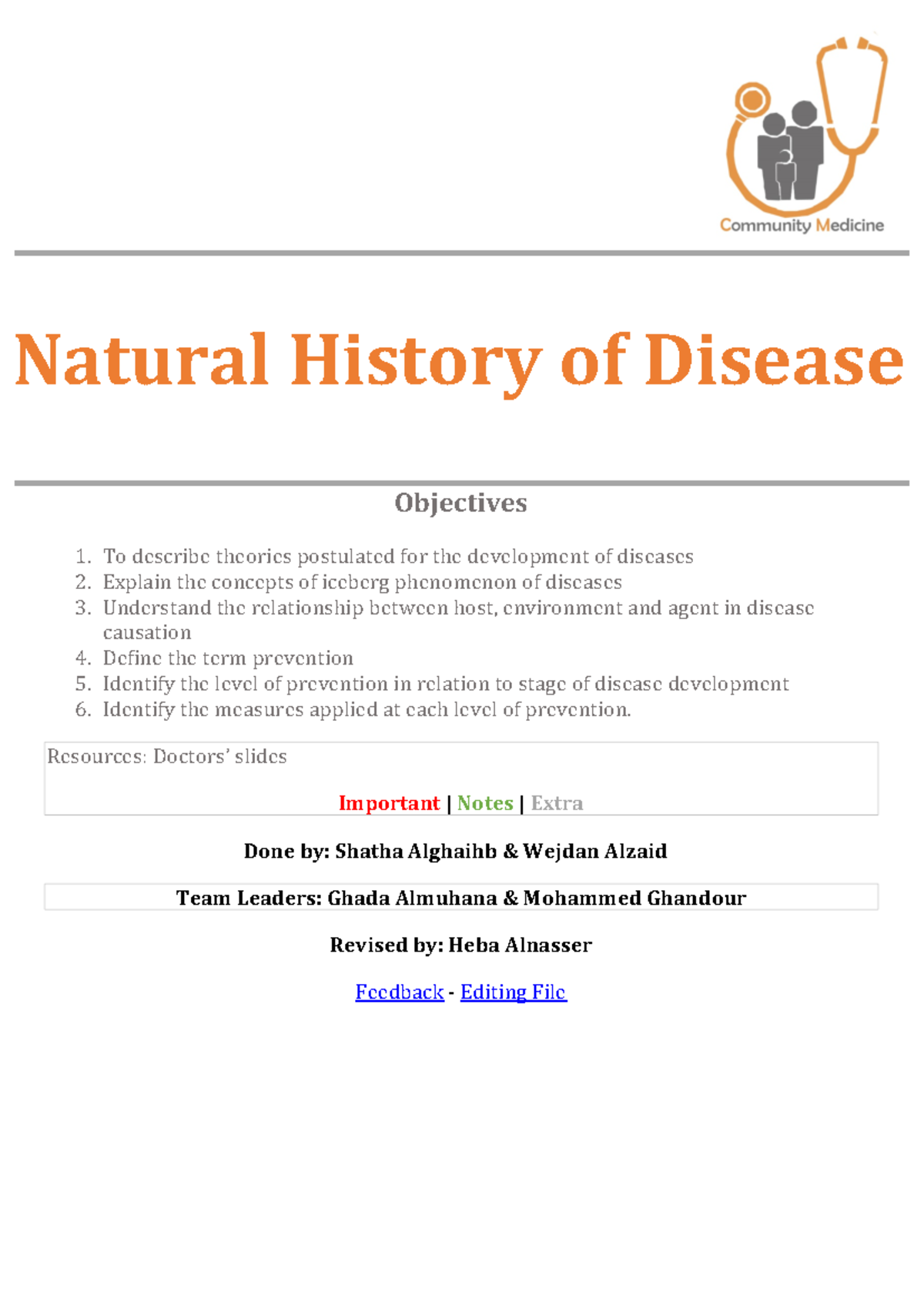 4. natural history of disease (Final Draft) - Natural History of ...