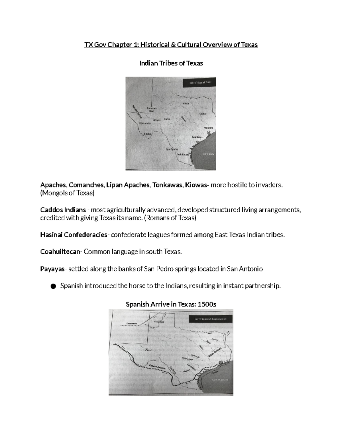 TX Gov 2305 Notes - TX Gov Chapter 1: Historical & Cultural Overview of ...