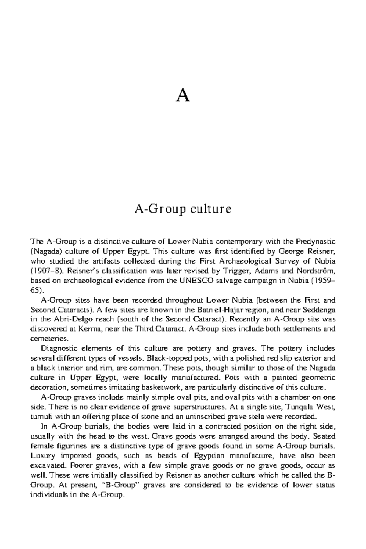 English class 1 - A A-Group culture The A-Group is a distinctive ...