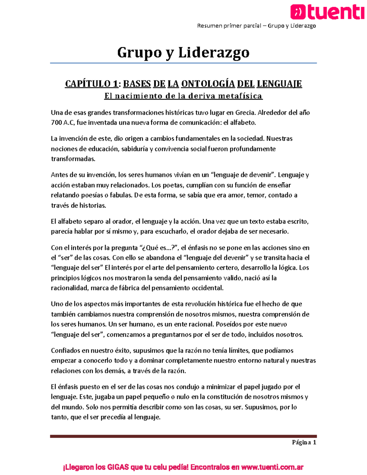 Grupo y Liderazgo Resumen 1er parcial - Warning: TT: undefined function: 32 Warning: TT ...