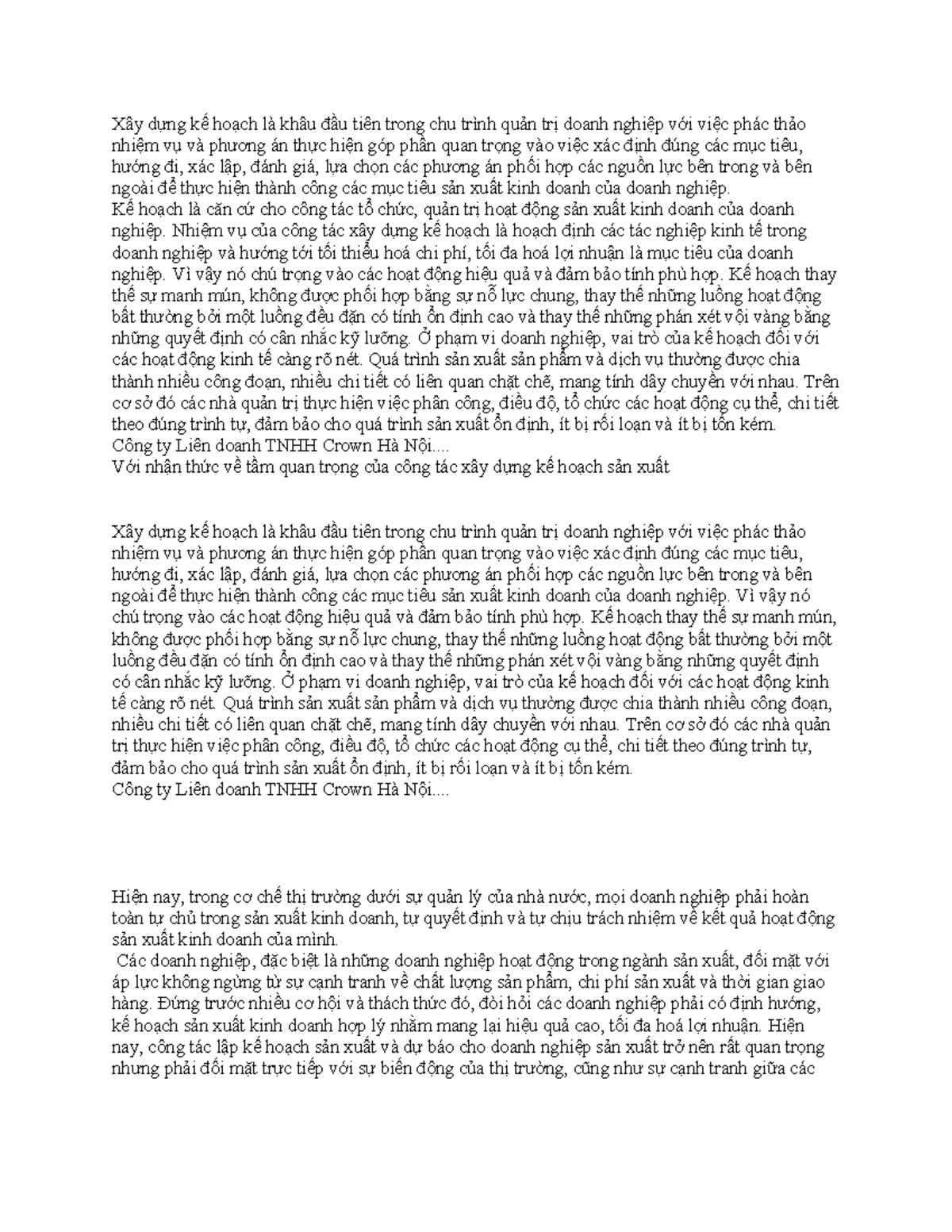 Doc11111 - Xây dựng kế hoạch là khâu đầu tiên trong chu trình quản trị doanh nghiệp với việc ...