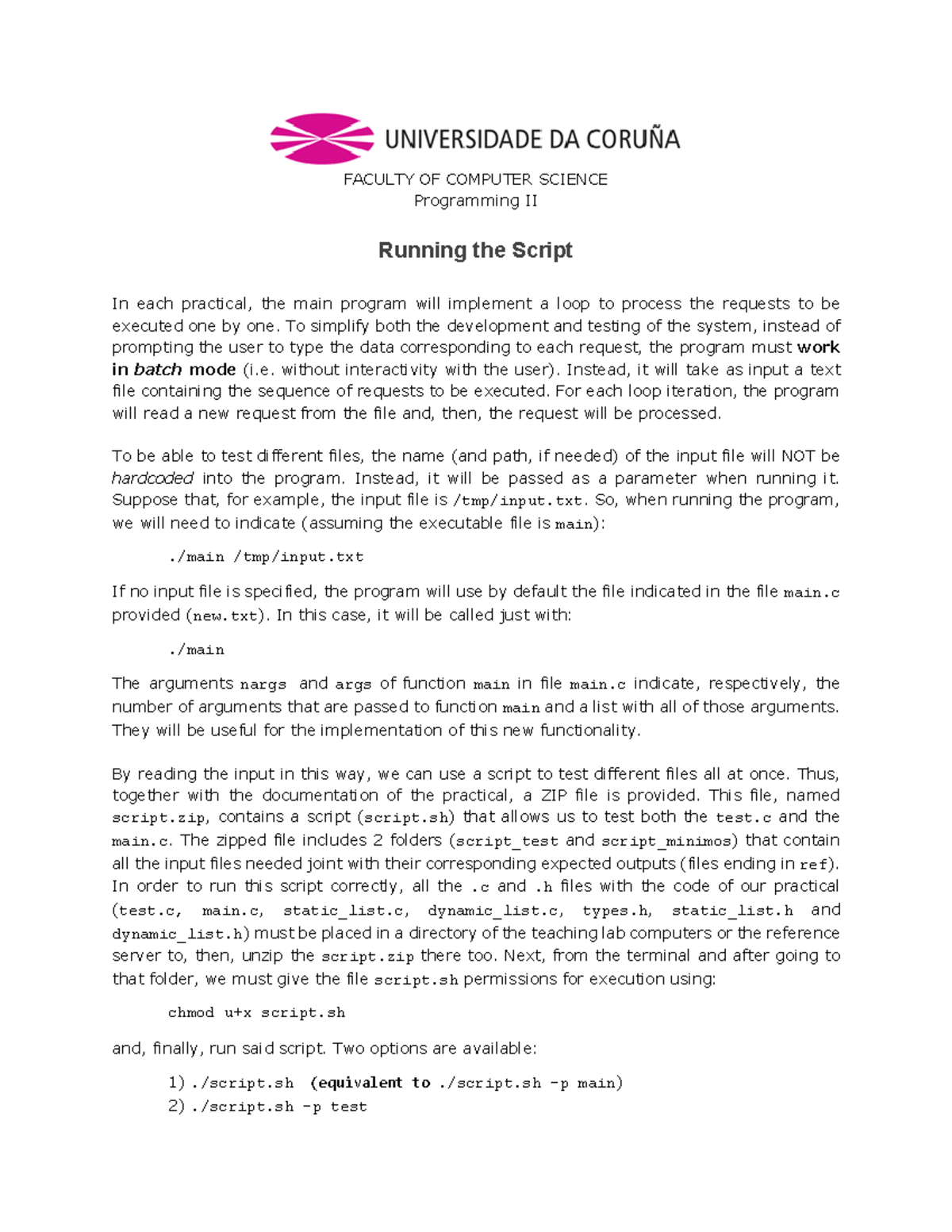 Run Script - iNSTRUCTIONs - FACULTY OF COMPUTER SCIENCE Programming II ...