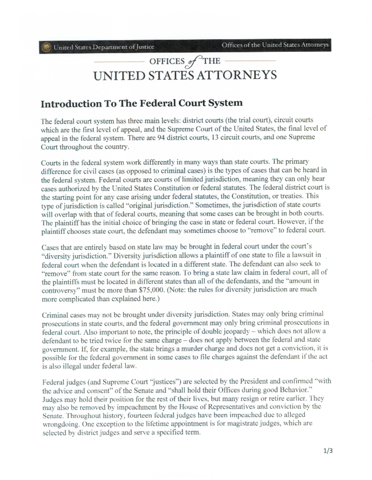 2.1 Introduction To The Federal Court System - POL 540 - Studocu