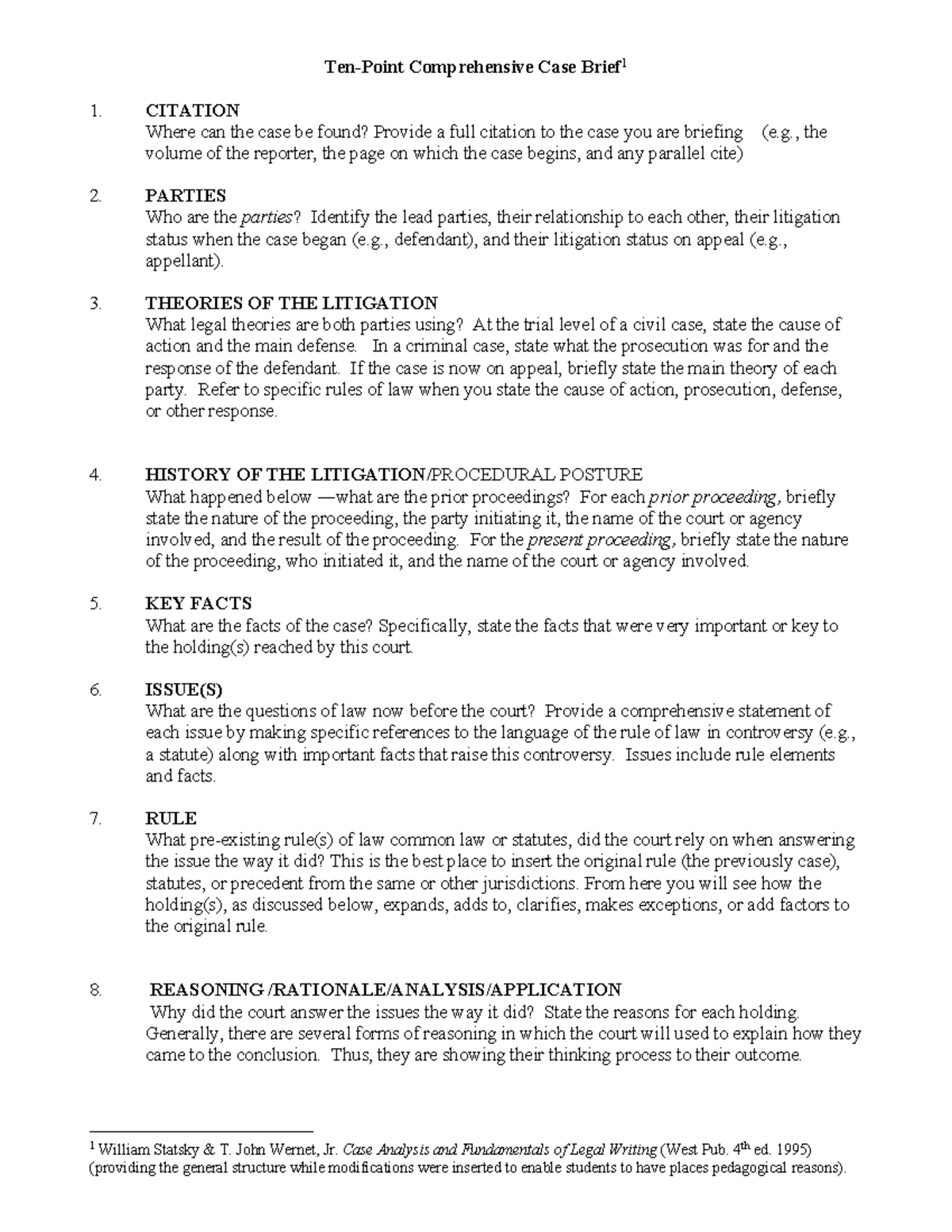 Ten Point Comprehensive Brief - Ten-Point Comprehensive Case Brief 1 ...