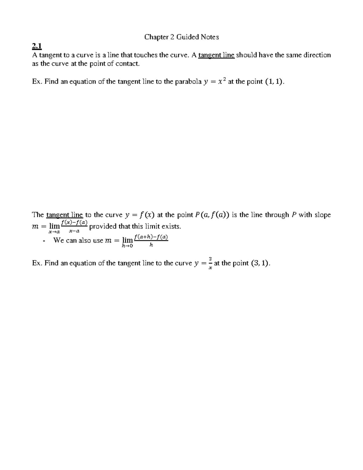 Math 150A Chapter 2 Guided Notes C3 - Chapter 2 Guided Notes 2. A ...
