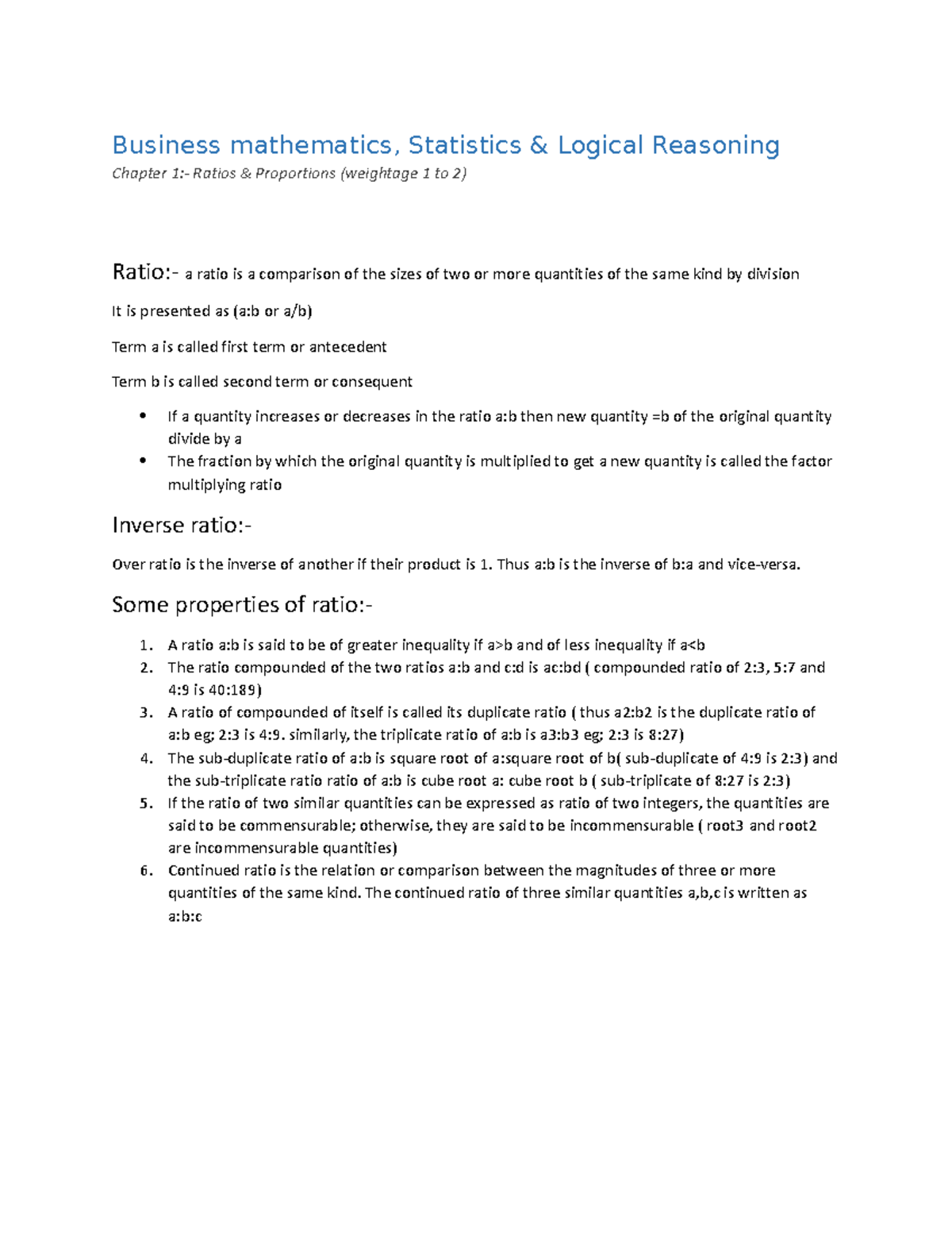 Paper 3 ratios & proportions - Business mathematics, Statistics ...