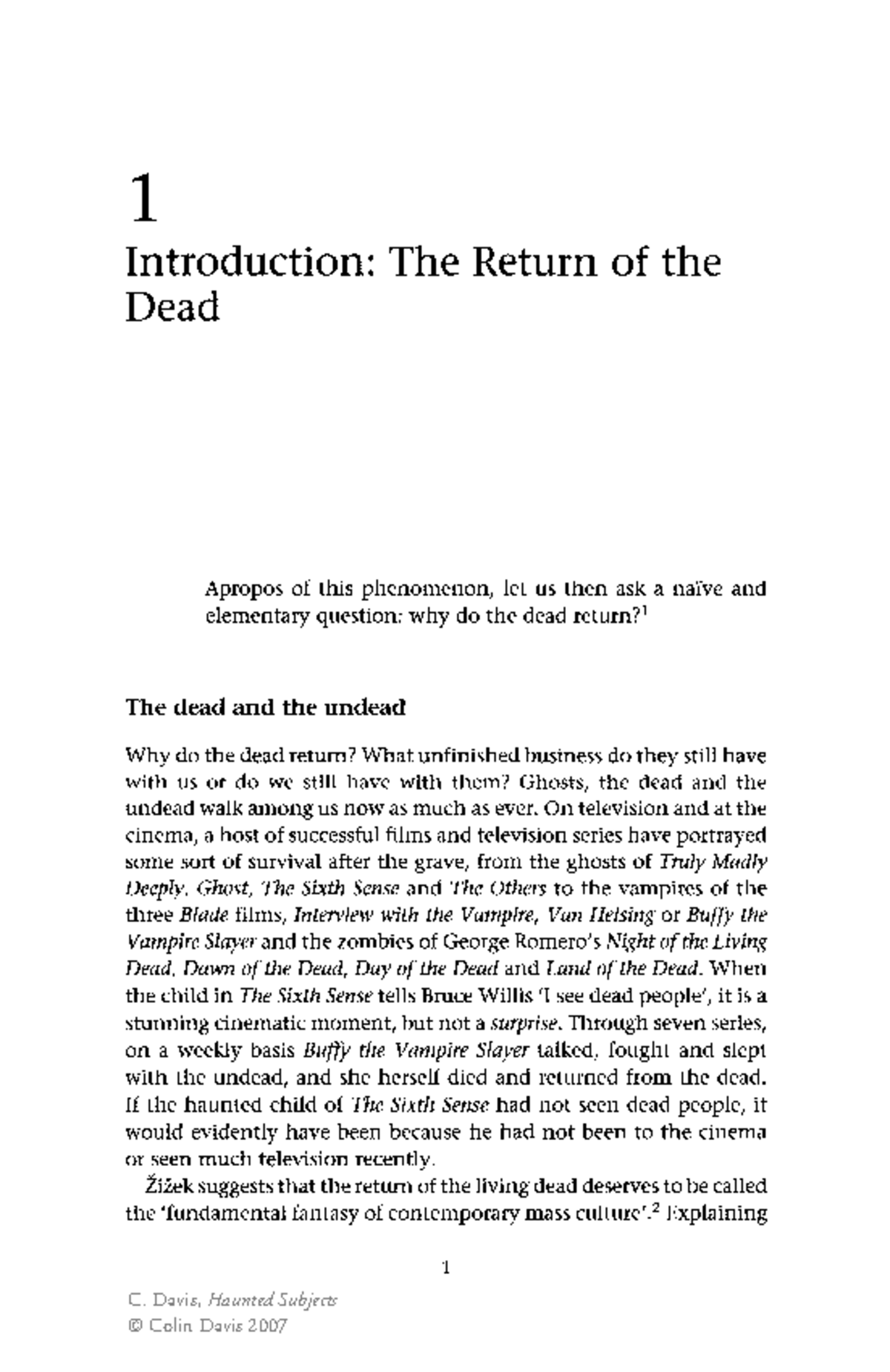 Davis%2C+Haunted+Subjects - 1 Introduction: The Return of the Dead ...