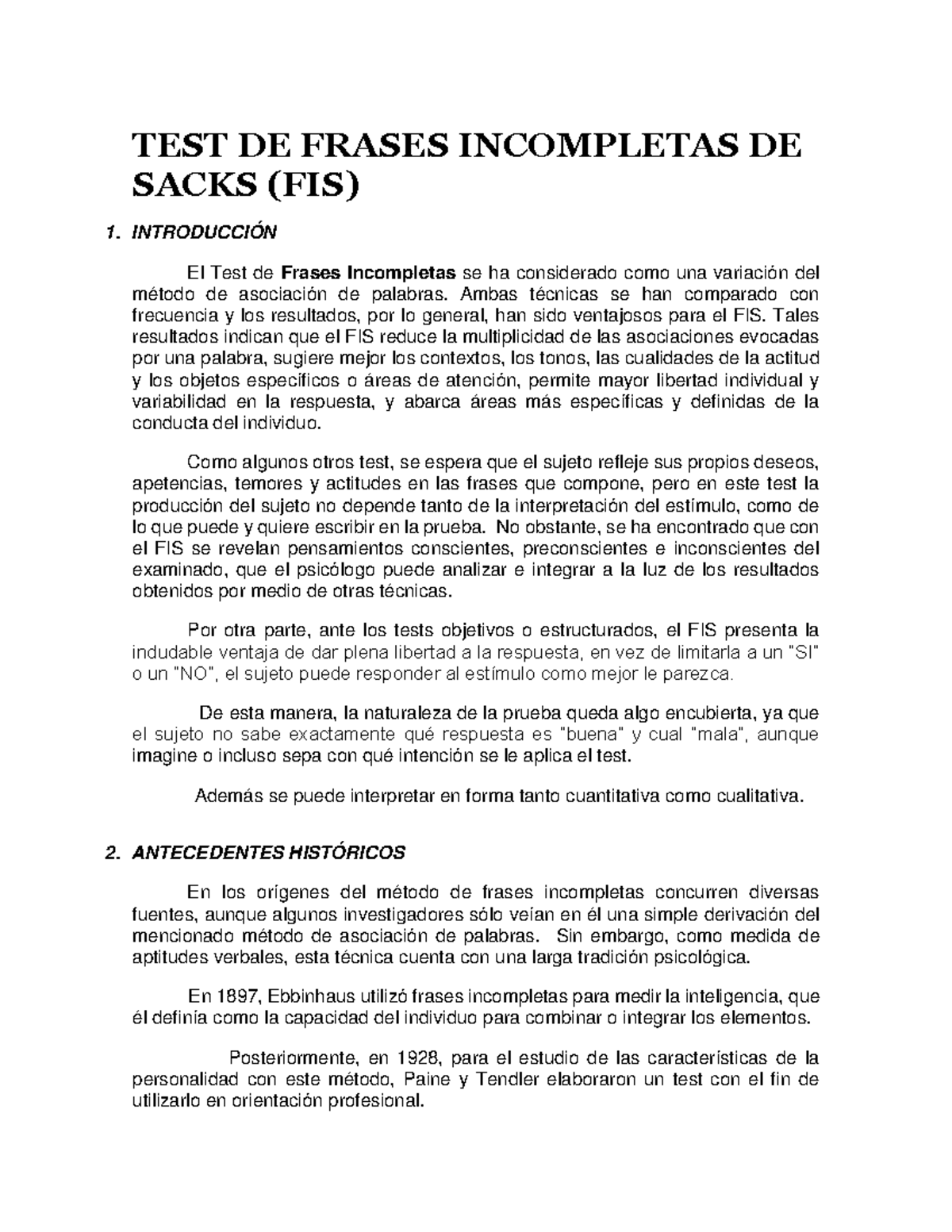 TEST DE Frases Incompletas DE Sacks - TEST DE FRASES INCOMPLETAS DE ...