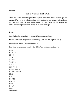 Python Revision - Programming Revision - Week 3 Overview Operators in ...